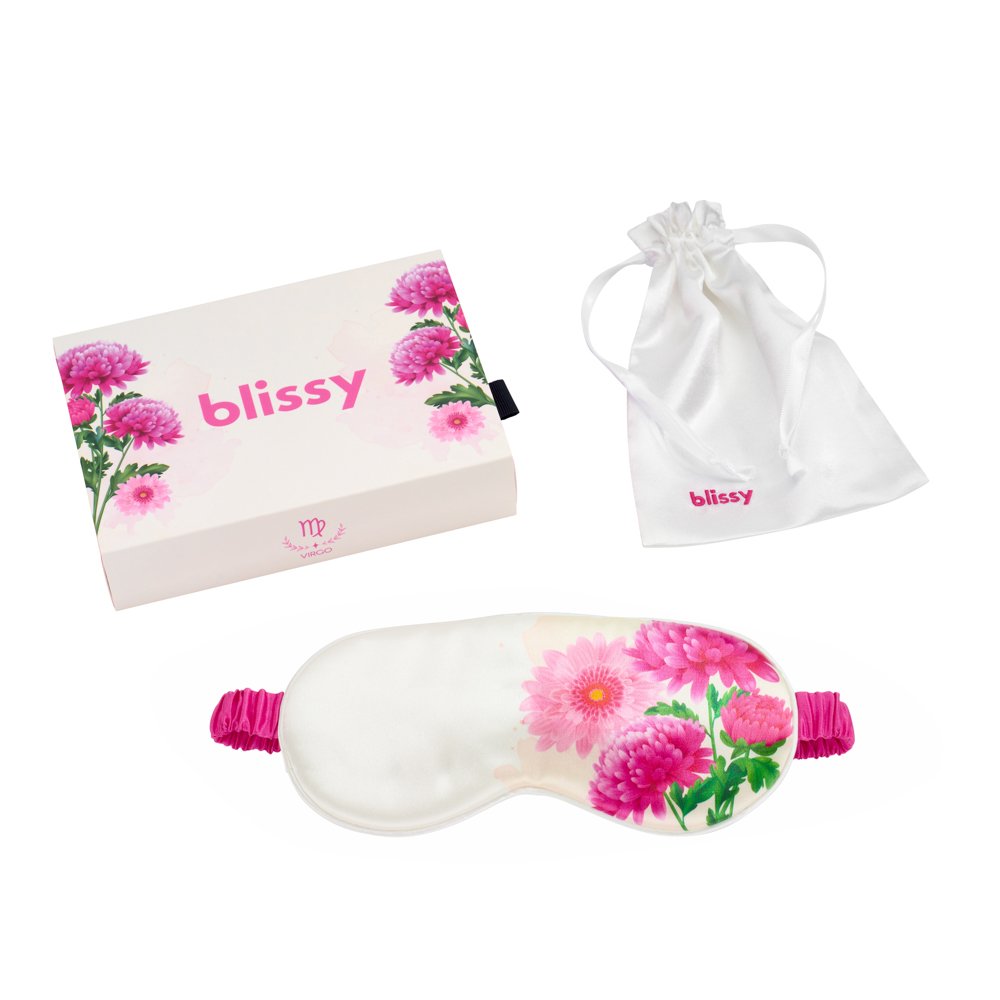 Blissy 100% Mulberry 22-Momme Silk Sleep Mask - Zodiac Flower - Virgo ...